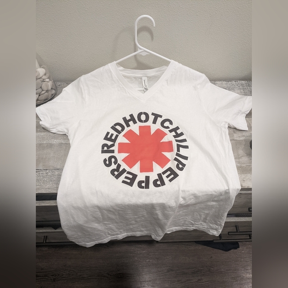 HubmanCo | Tops | V Neck Rhcp Band Tshirt White M Only Worn Once To See Rhcp | Poshmark